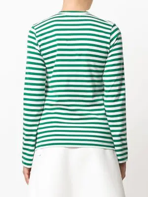 Play Comme Des Garcon Striped Logo-patch T-shirt - Green