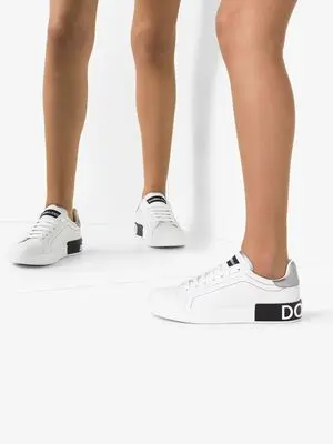 Dolce & Gabbana Portofino Leather Sneakers - White