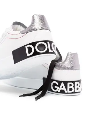 Dolce & Gabbana Portofino Leather Sneakers - White