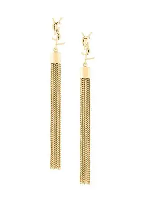 Saint Laurent Monogram Mini Tassel Earrings