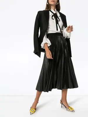 Givenchy Logo Waistband Pleated Midi Skirt