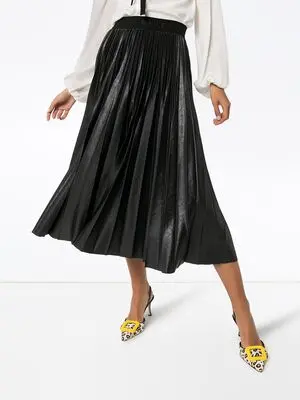 Givenchy Logo Waistband Pleated Midi Skirt