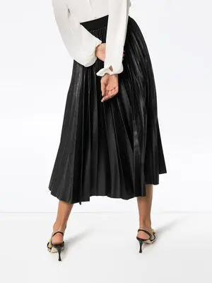 Givenchy Logo Waistband Pleated Midi Skirt