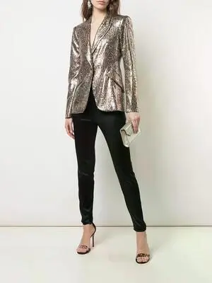 L'Agence Sequin Leopard Print Blazer