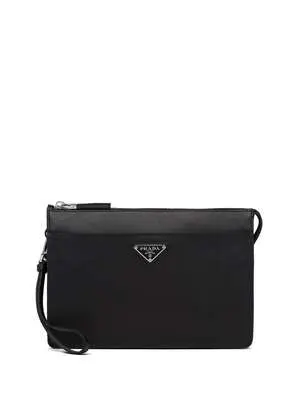 Prada Logo Saffiano Leather Clutch - Black