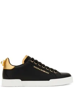 Dolce & Gabbana Portofino Leather Sneakers - Black