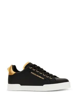 Dolce & Gabbana Portofino Leather Sneakers - Black