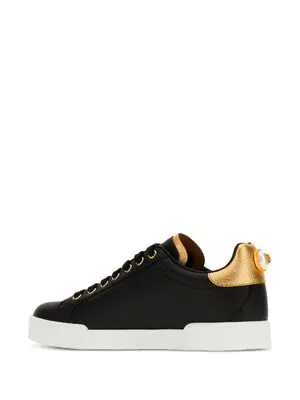 Dolce & Gabbana Portofino Leather Sneakers - Black