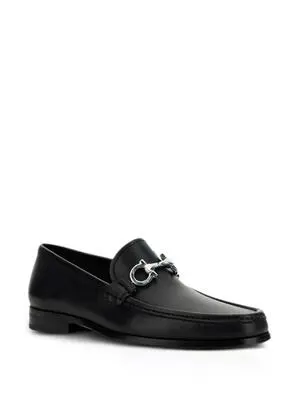 FERRAGAMO Moccasins With Gancini Ornament - Black