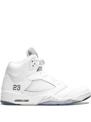 JORDAN Air 5 Retro Metallic Silver Sneakers - White