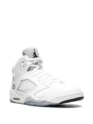 JORDAN Air 5 Retro Metallic Silver Sneakers - White