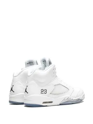 JORDAN Air 5 Retro Metallic Silver Sneakers - White