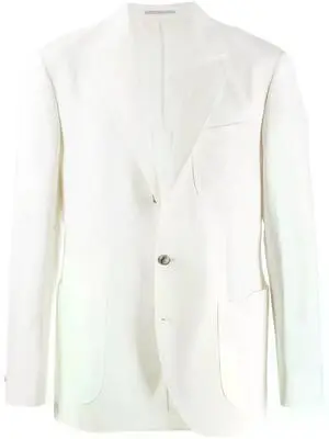 Brunello Cucinelli Single-breasted Linen Blazer - White