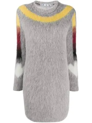 Off-White - Fuzzy Knit Arrow Logo Dress