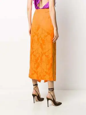 Attico Gia Floral Jacquard Midi Skirt