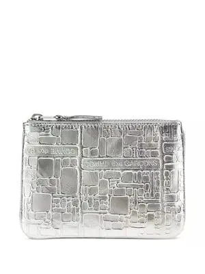 Comme Des Garçons Logo-embossed Leather Purse - Silver