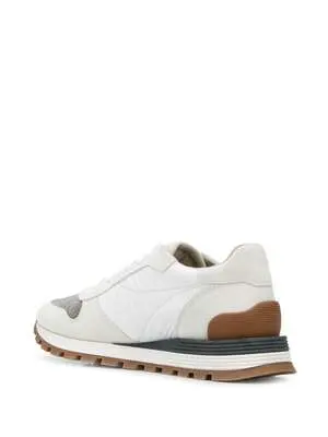 Brunello Cucinelli Panelled Leather And Fabric Sneakers