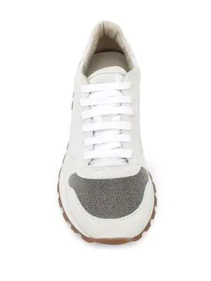 Brunello Cucinelli Panelled Leather And Fabric Sneakers