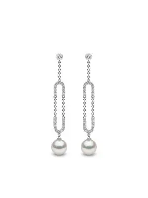 Yoko London 18kt White Gold Freshwater Pearl And Diamond Drop Earrings - Silver