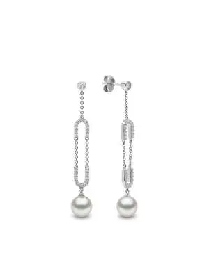 Yoko London 18kt White Gold Freshwater Pearl And Diamond Drop Earrings