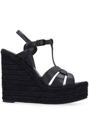 Saint Laurent Tribute Espadrille Wedge - Black