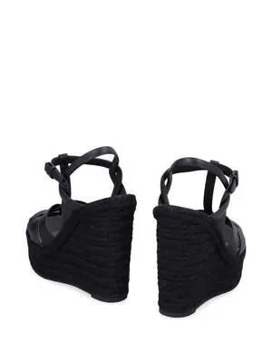 Saint Laurent Tribute Espadrille Wedge - Black