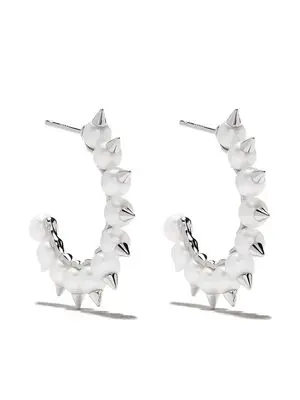 TASAKI 18kt Danger Tribe Pearl Hoop Earrings - White Gold