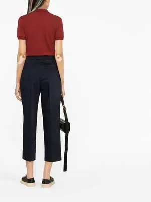 Play Comme Des Garcon Logo Embroidered Cropped Polo Shirt