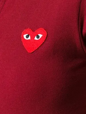Play Comme Des Garcon Logo Embroidered Cropped Polo Shirt