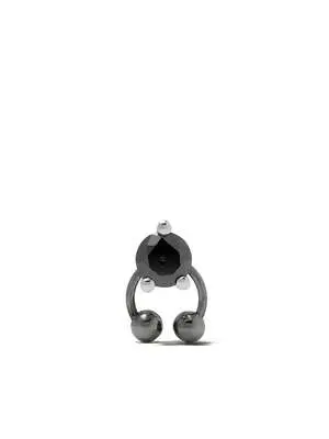 Delfina Delettrez Delfina Delettrez Farfetch Exclusive Two In One Pierced Black Diamond Stud Silver