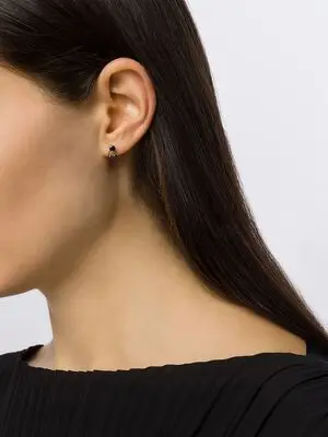 Delfina Delettrez Exclusive Two In One Pierced Black Diamond Stud - Silver