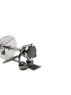Delfina Delettrez Exclusive Two In One Pierced Black Diamond Stud - Silver