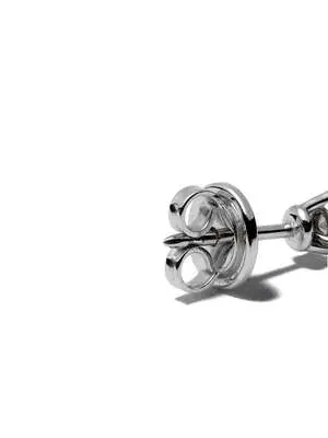 Delfina Delettrez Exclusive Two In One Pierced Black Diamond Stud - Silver