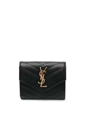 Saint Laurent Monogram Compact Tri-fold Wallet - Black