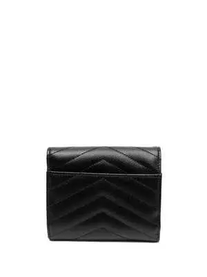 Saint Laurent Monogram Compact Tri-fold Wallet - Black