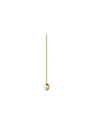 Shihara Half Pearl Chain Earring 90 - Metallic