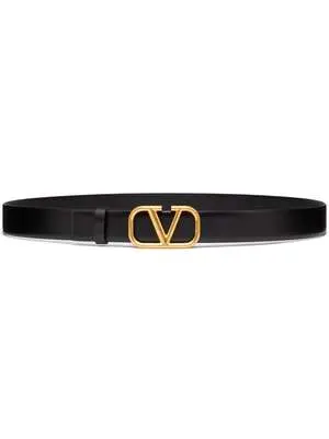Valentino Garavani Vlogo Signature Leather Belt - Black
