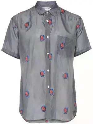 Comme Des Garçons Mask Embroidered Short-sleeved Shirt