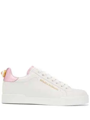 Dolce & Gabbana Portofino Leather Sneakers - White