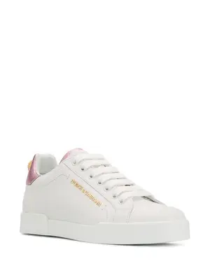 Dolce & Gabbana Portofino Leather Sneakers - White
