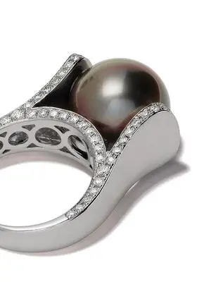 Yoko London 18kt White Gold Tahitian Pearl And Diamond Ring