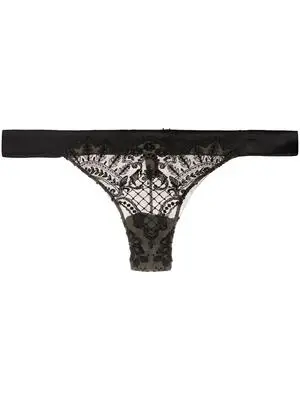 I.D. Sarrieri Christmas Embroidered Thong - Black