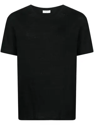 Sandro Round-neck Linen T-shirt - Black
