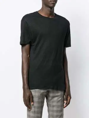 Sandro Round-neck Linen T-shirt - Black
