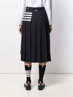 Thom Browne 4-bar Pleated Midi Skirt - Blue