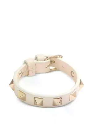 Valentino Garavani Rockstud Leather Bracelet Neutrals