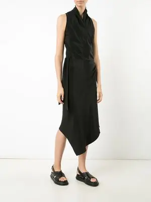 PETER COHEN Victor Wrap Silk Dress - Black