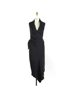 PETER COHEN Victor Wrap Silk Dress - Black