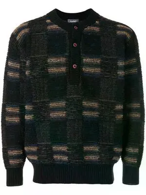 Issey Miyake Checked Buttoned Jumper