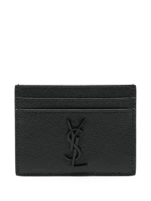 Saint Laurent Cassandre-logo Leather Card Holder - Black